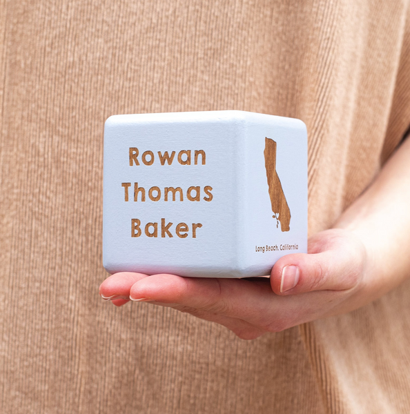 Wooden Baby Birth Statistics Block (Bold Font) – The Wood Cove
