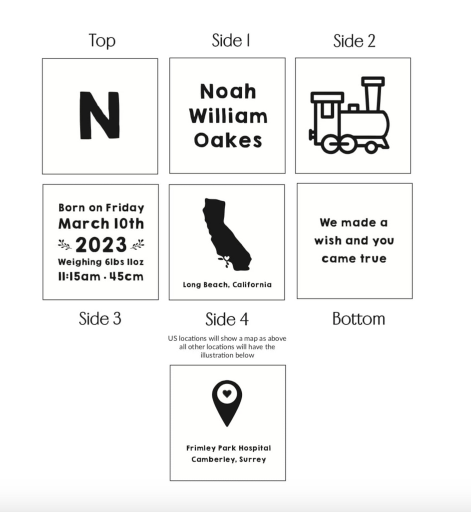 Wooden Baby Birth Statistics Block (Bold Font) – The Wood Cove
