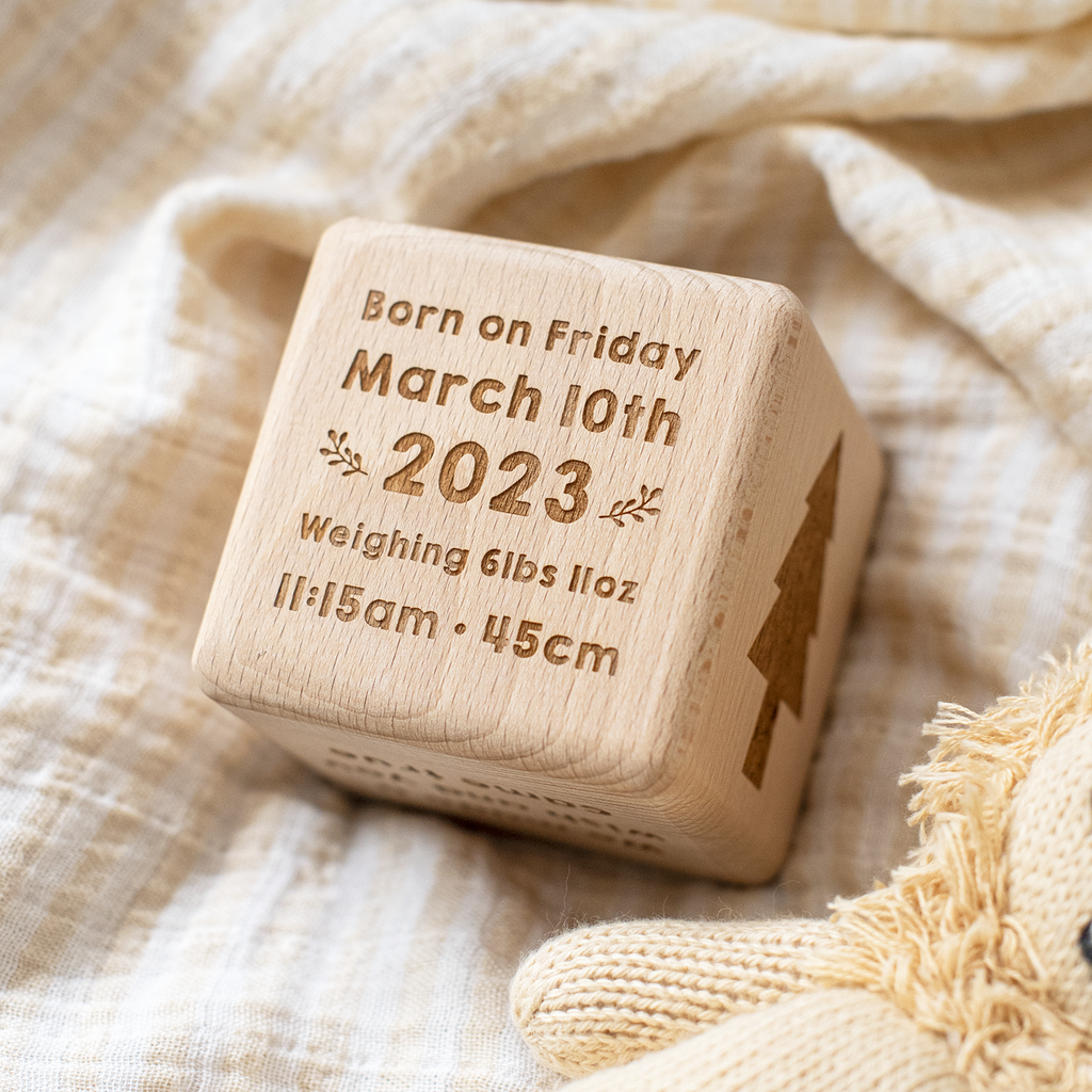 Wooden Baby Birth Statistics Block (Bold Font) – The Wood Cove