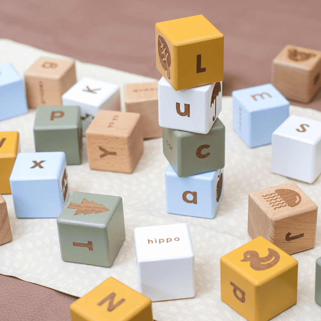 Coloured Wooden Alphabet Block Set – The Wood Cove