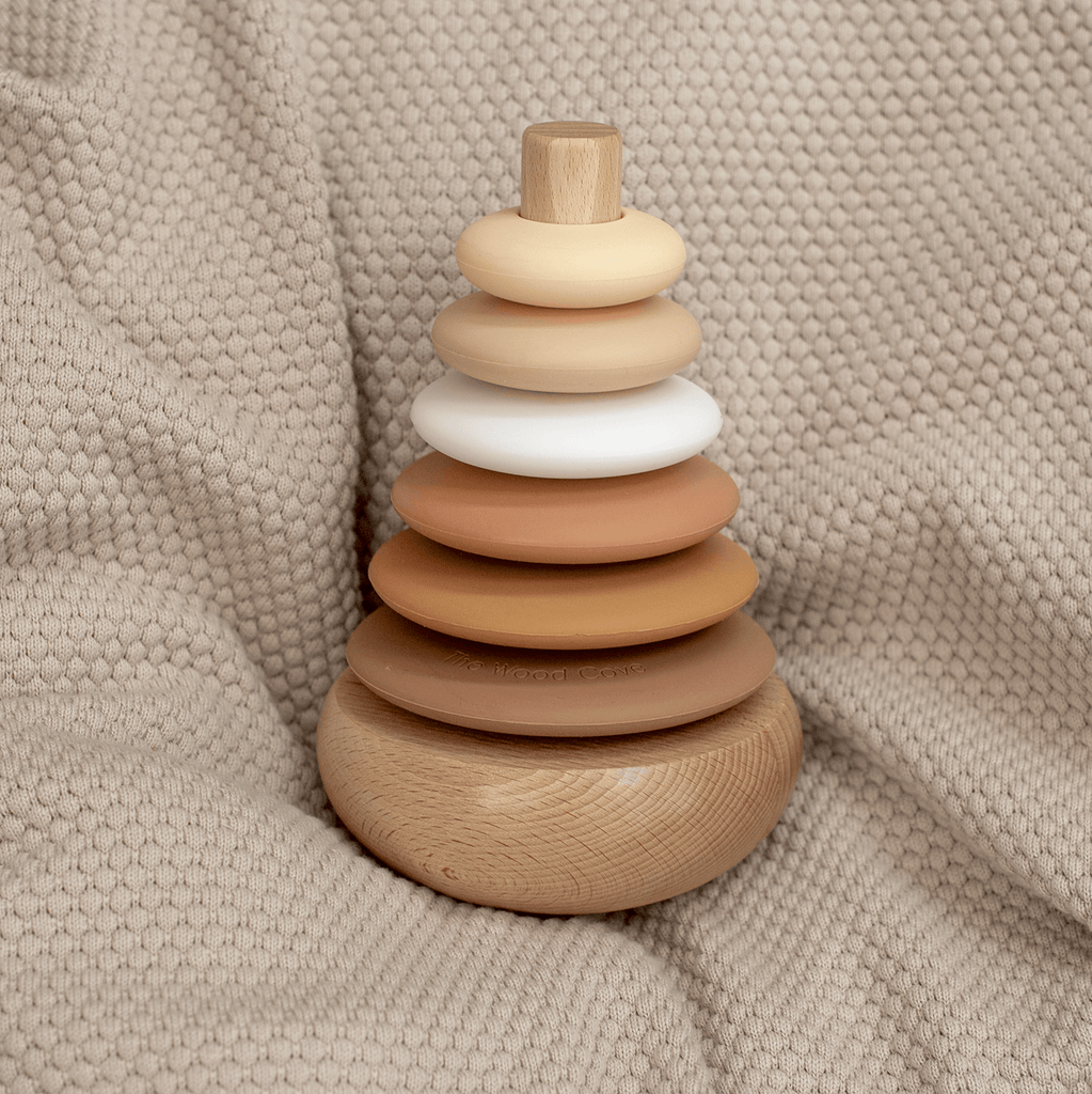 Silicone + Wood Rocking Stacker (Sandstone) – The Wood Cove